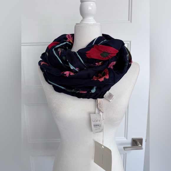 LOFT | Accessories | Nwt Loft Navy And Pink Floral Infinity Scarf ...